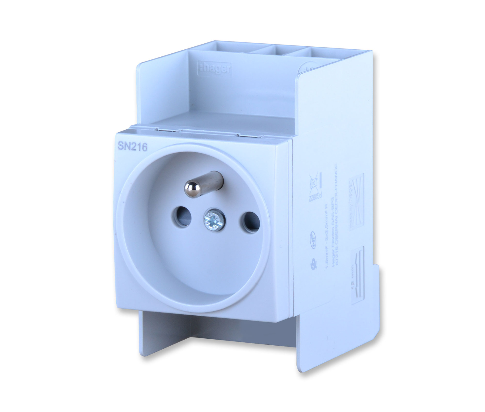 Hager sn216 gniazdo na szynę z uziemieniem 230v 10/16a, 250v