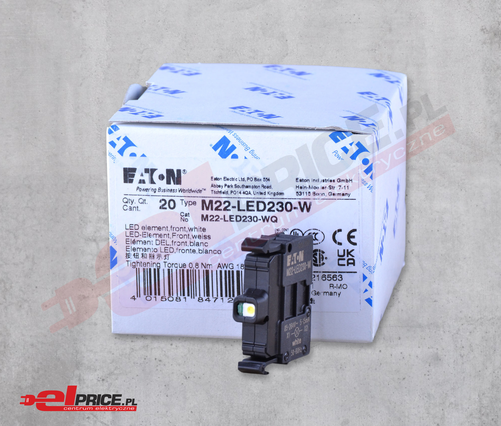 Eaton m22-led230-w dioda led biała 230v montaż czołowy