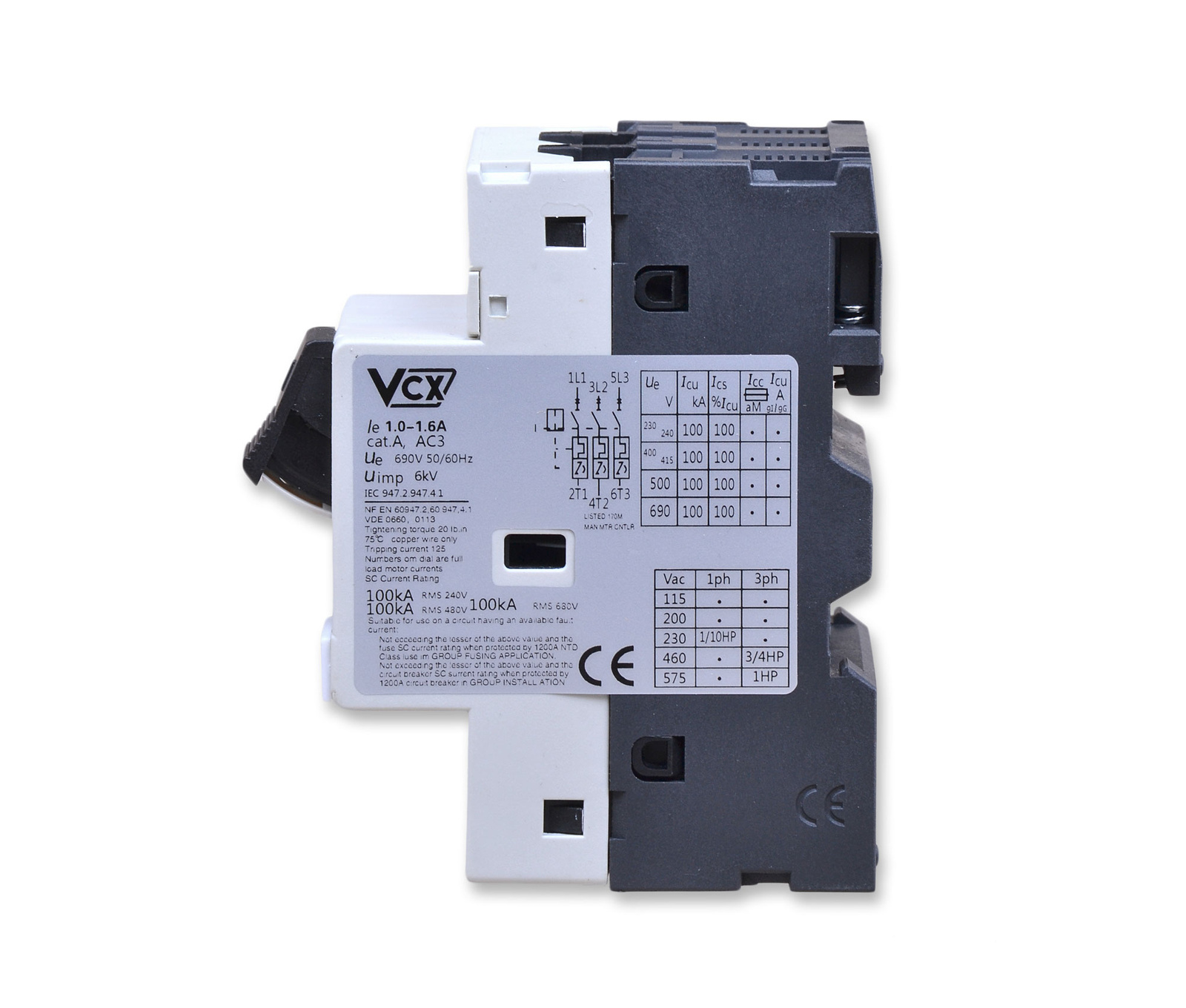 Vcx gv2 1,0-1,6a wyłącznik silnikowy termik