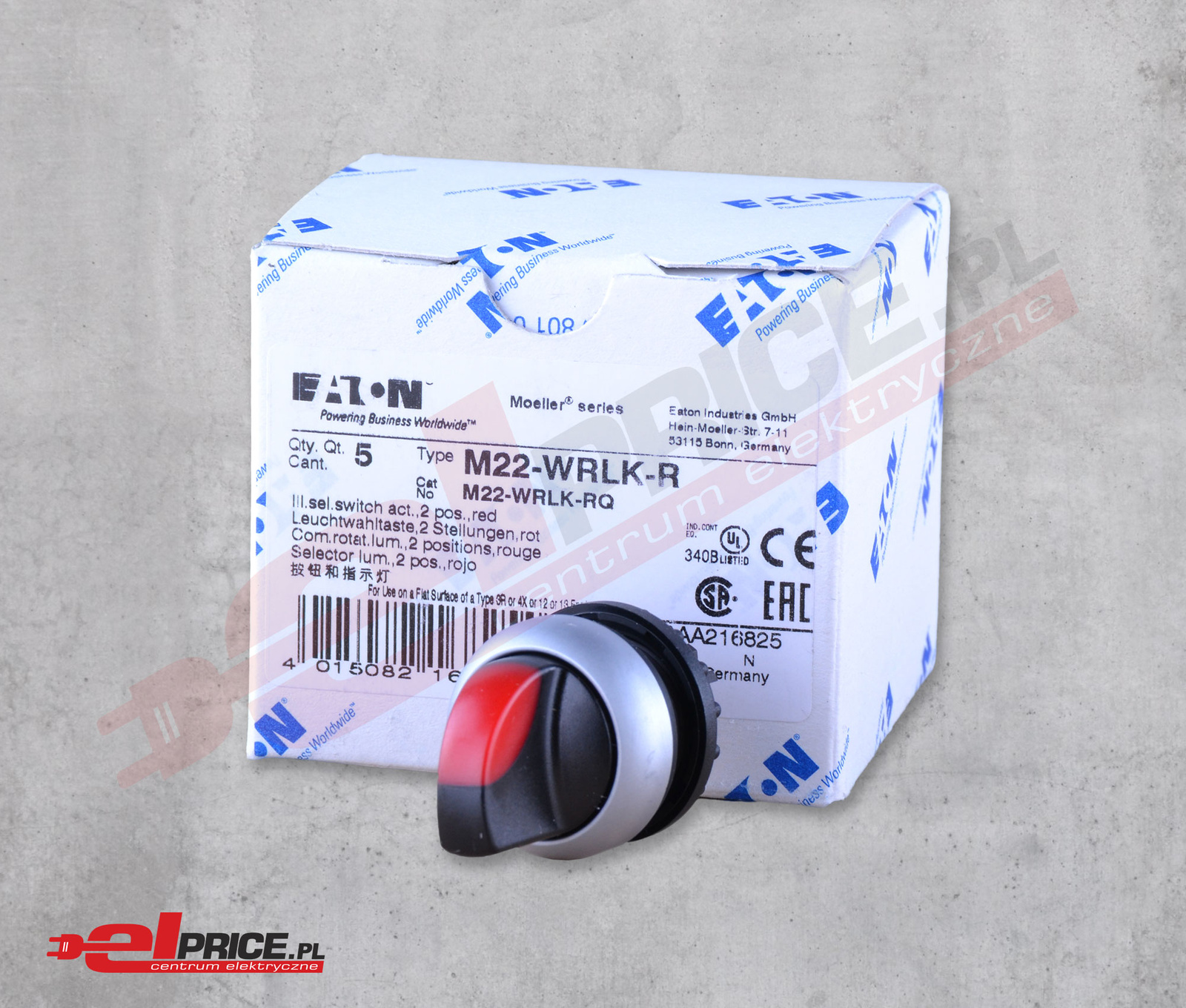 Eaton m22-wrlk-r przełącznik 2 położeniowy z podświetleniem