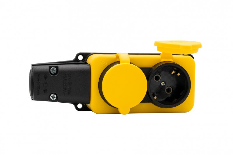 F-ELEKTRO F6.0400 Listwa gumowa 2x230V 16A IP54 SCHUKO żółta