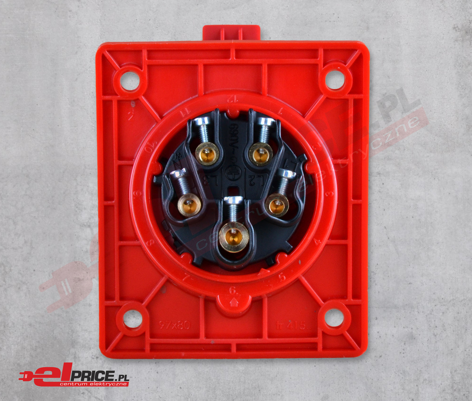 PCE 415-6 GNIAZDO TABLICOWE SKOSŃE 5P 16A 400V 16A 3P+Z+N 80x97mm