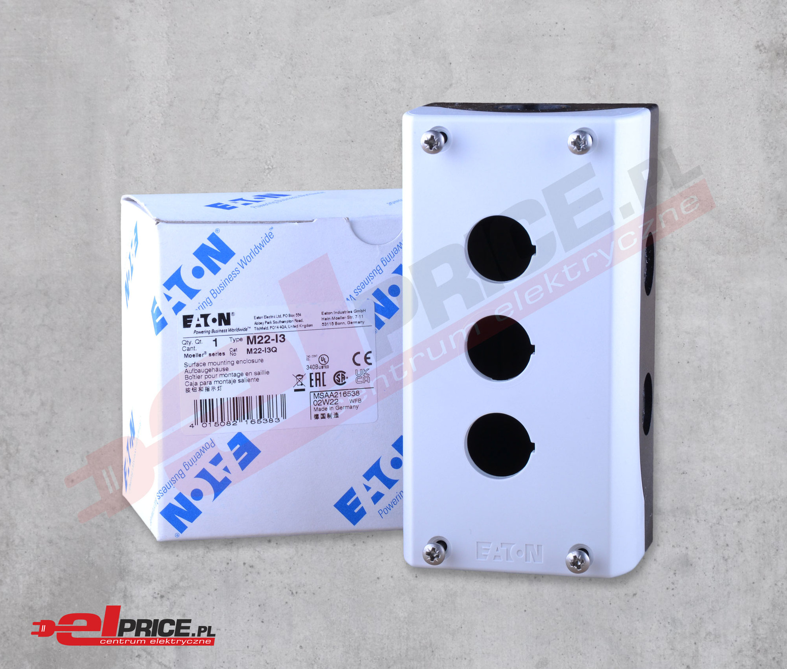 EATON M22-I3 216538 OBUDOWA KASETY 3-OTWOROWA 22mm